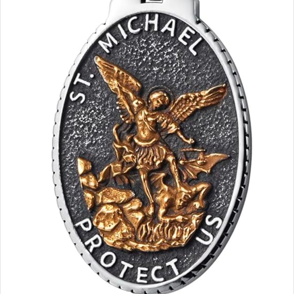 St. Michael Oval Two-Tone Stainless Steel 22" Wheat Chain | Fiat ...